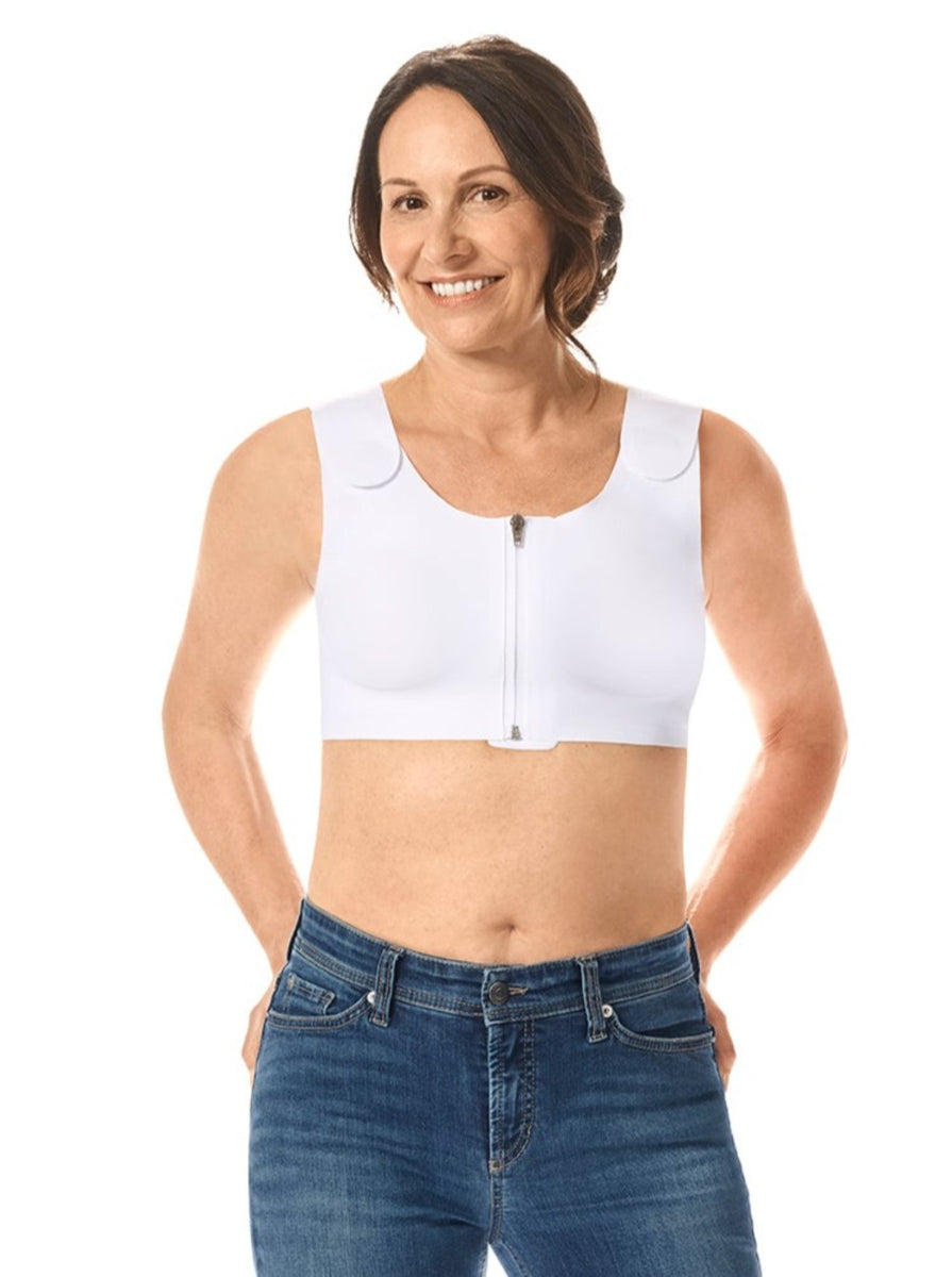 Amoena Lymph Flow Front Closure Soft Bra - White | Erilan