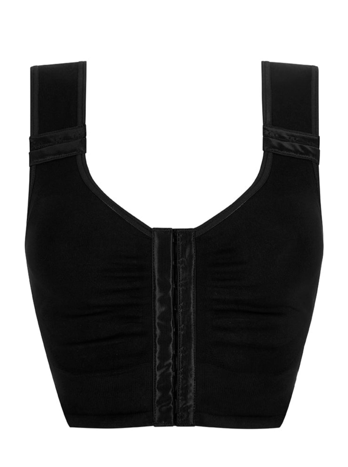 Amoena Lymph Flow Long Front Closure Soft Mastectomy Bra - Black